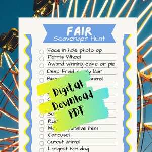 Fair Scavenger Hunt - Printable, Digital Download, PDF, Carnival, State ...