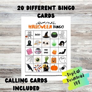 Halloween Bingo Game - 20 Game Cards, Includes Calling Cards, Digital ...