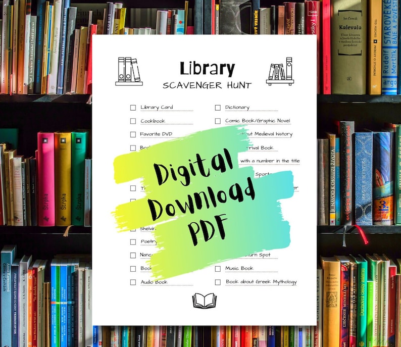 Library Scavenger Hunt PDF, Digital Download, Things to Find at the ...