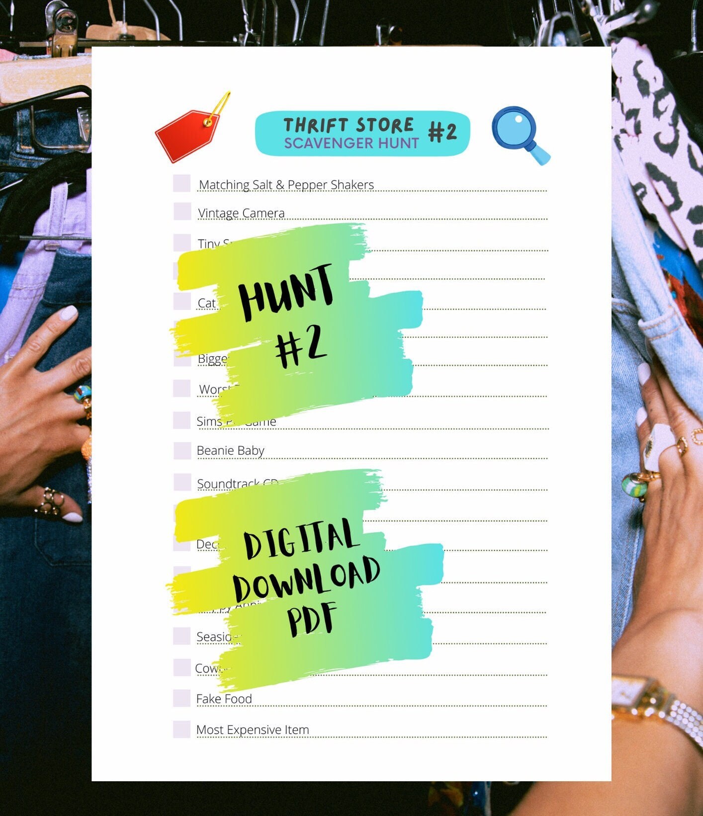 Thrift Store Scavenger Hunt #2 (printable PDF) Instant Download, Find Game - Etsy