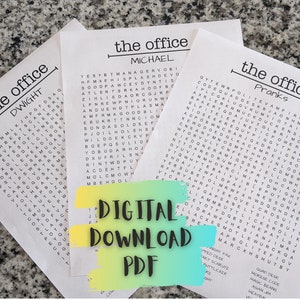 The Office Word Searches (pack of 3) Instant Download, PDF Printable ...