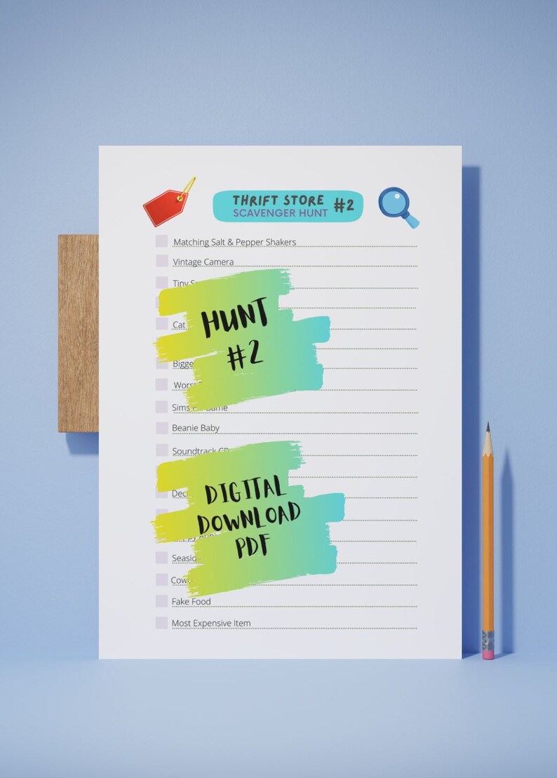 Thrift Store Scavenger Hunt #2 (printable PDF) Instant Download, Find ...