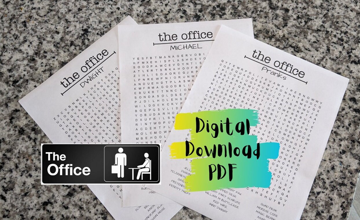 The Office Word Searches (pack of 3) Instant Download, PDF Printable ...