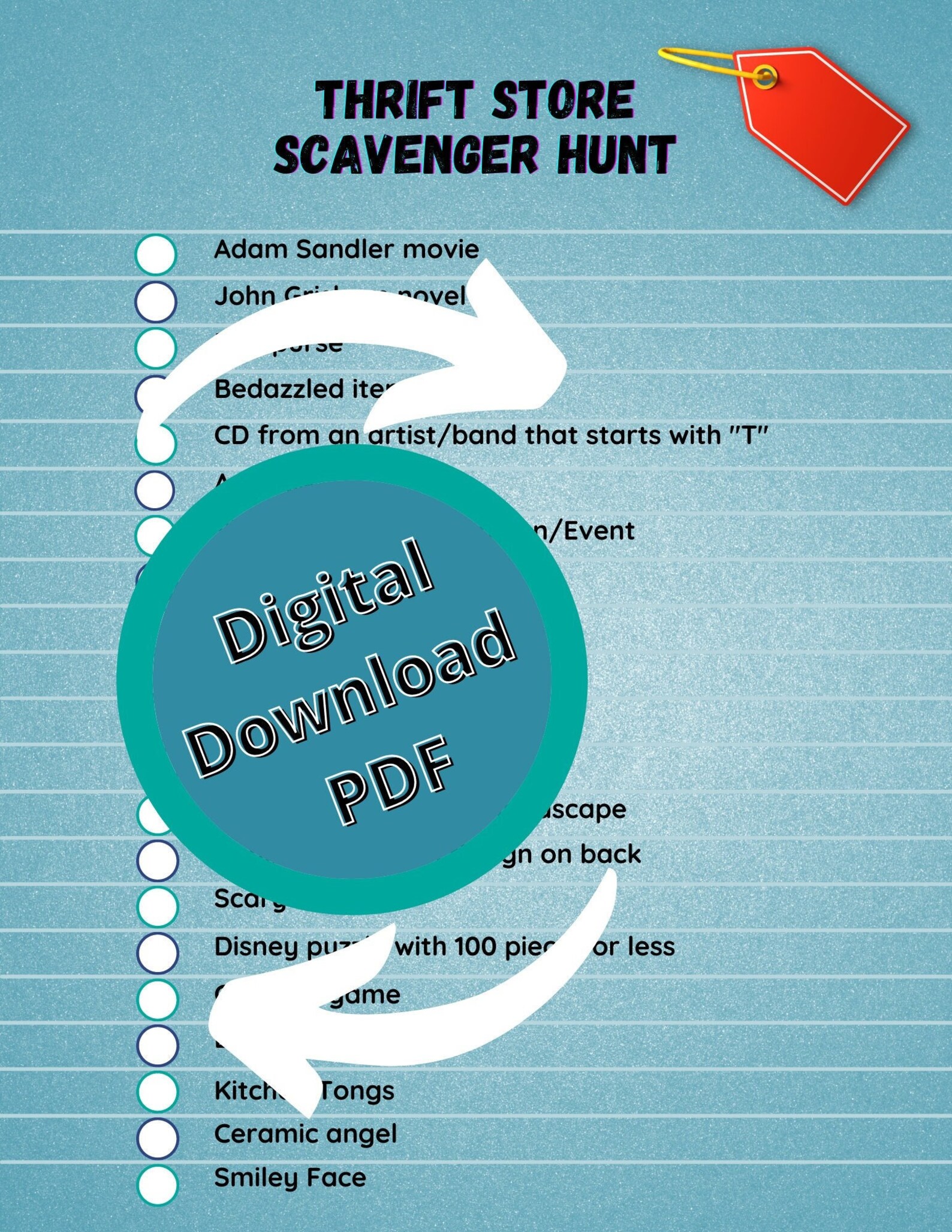 Thrift Store Scavenger Hunt printable PDF Instant Download - Etsy