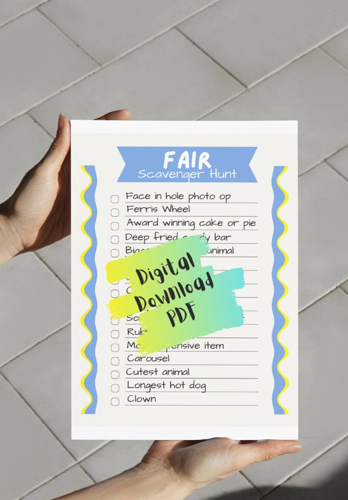Fair Scavenger Hunt - Printable, Digital Download, PDF, Carnival, State ...