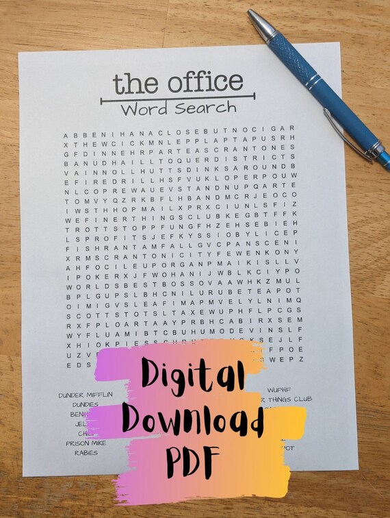 The Office Word Search printable PDF Nbc the Office | Etsy