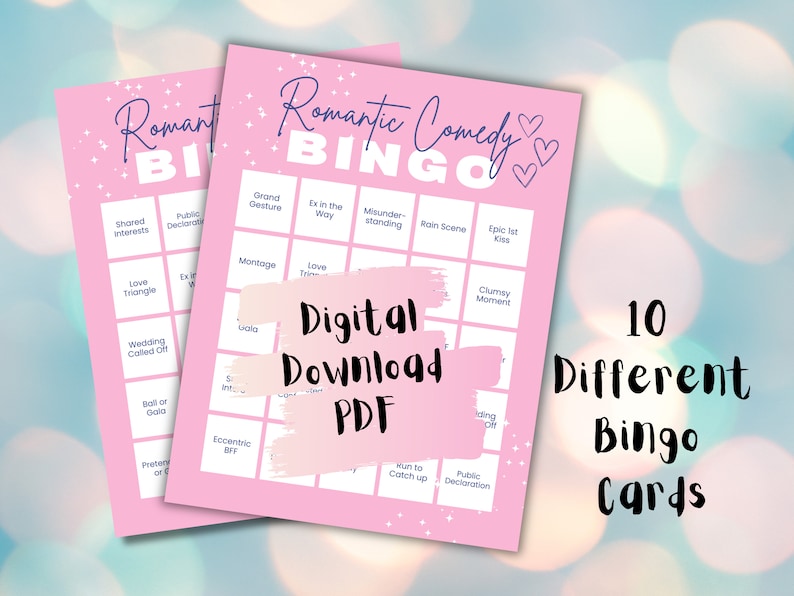 Romantic Comedy Movie Bingo Game - Digital Download PDF - Etsy