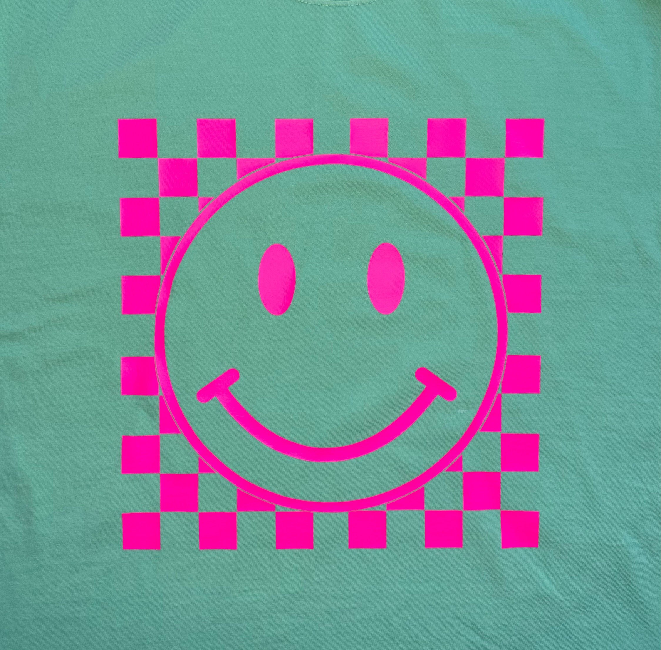 Checkered Smiley T-shirt - Etsy
