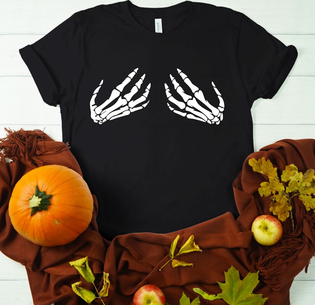Skeleton Hand T-shirt, Skeleton Hand Bra Shirt, Hand Bra Tshirt, Funny ...