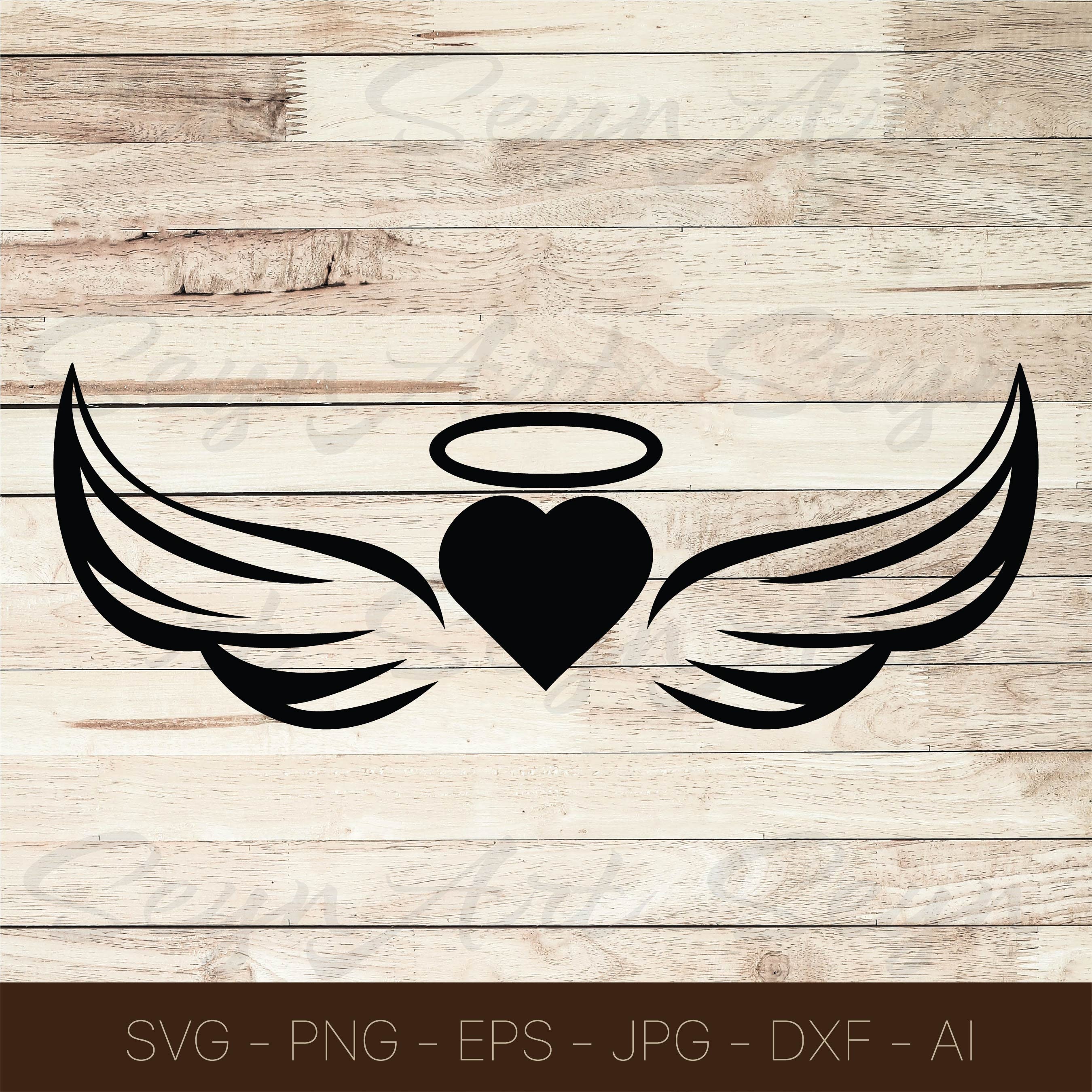 Heart With Angel Wings And Halo Drawing