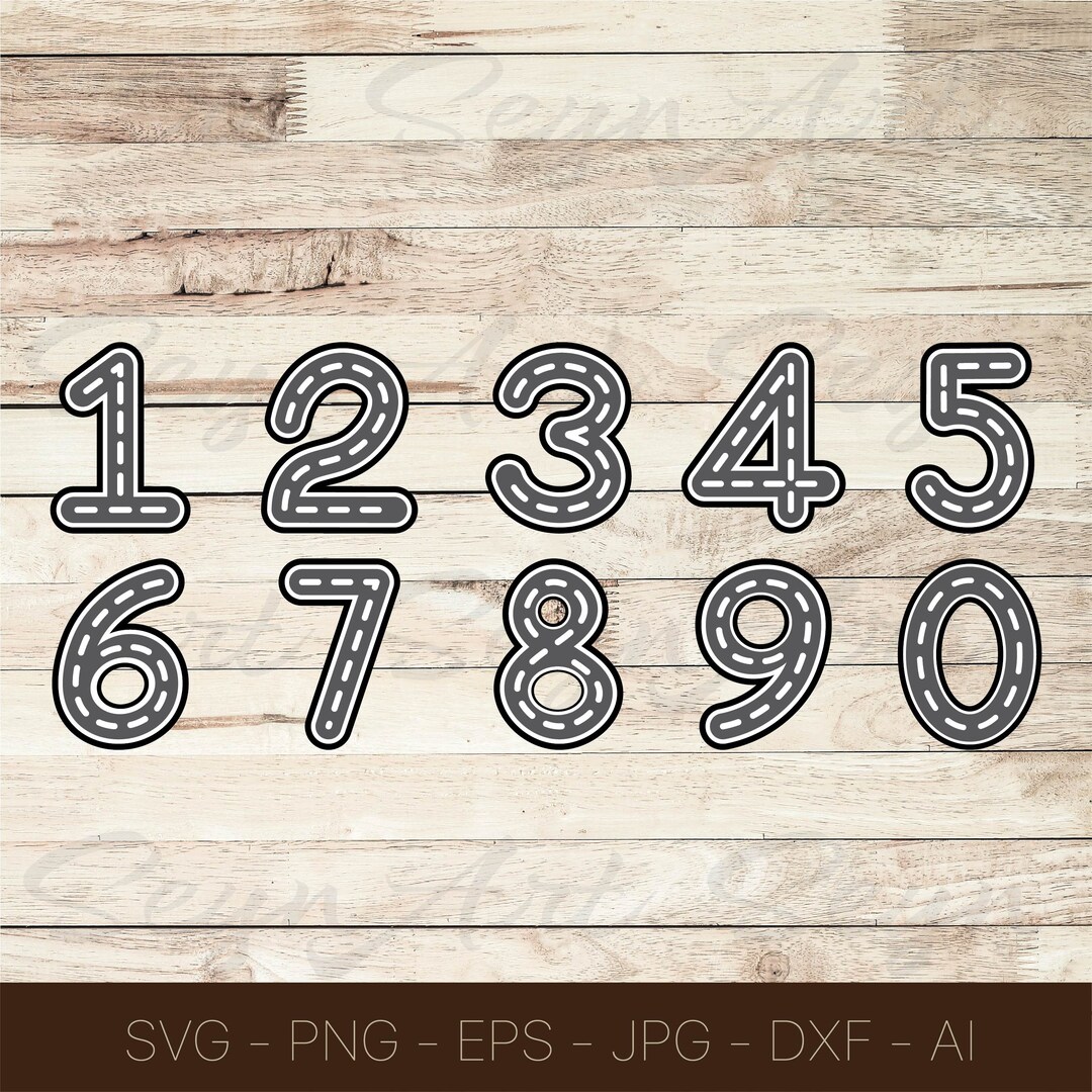 Road Numbers Svg Trafic Numbers Svg Ai Dxf Eps Png and - Etsy Finland