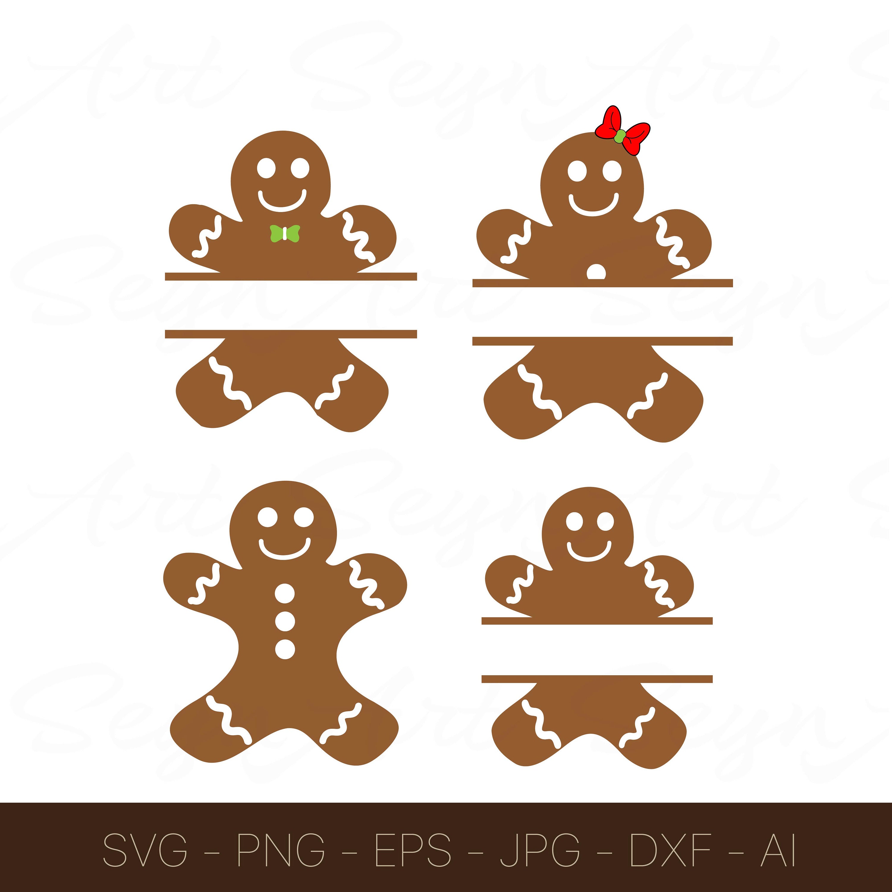 Gingerbread Man Girl Monogram Svg Bundle Christmas Svg | Etsy