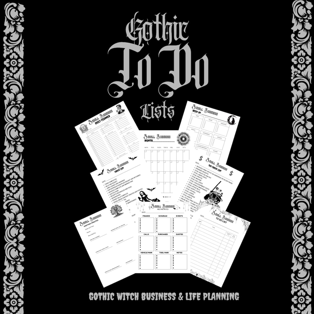 Goth Witch Small Business to Do Lists, Business Check Lists, Business ...