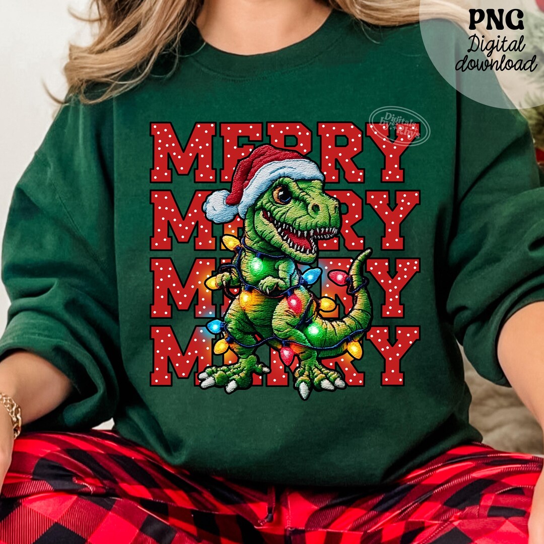Christmas Dinosaur Png Santa Dinosaur Christmas Lights Png Merry ...