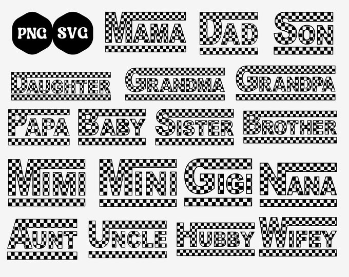 Checkered Family SVG PNG Bundle, Checkered Bundle, Mama Checkered SVG ...