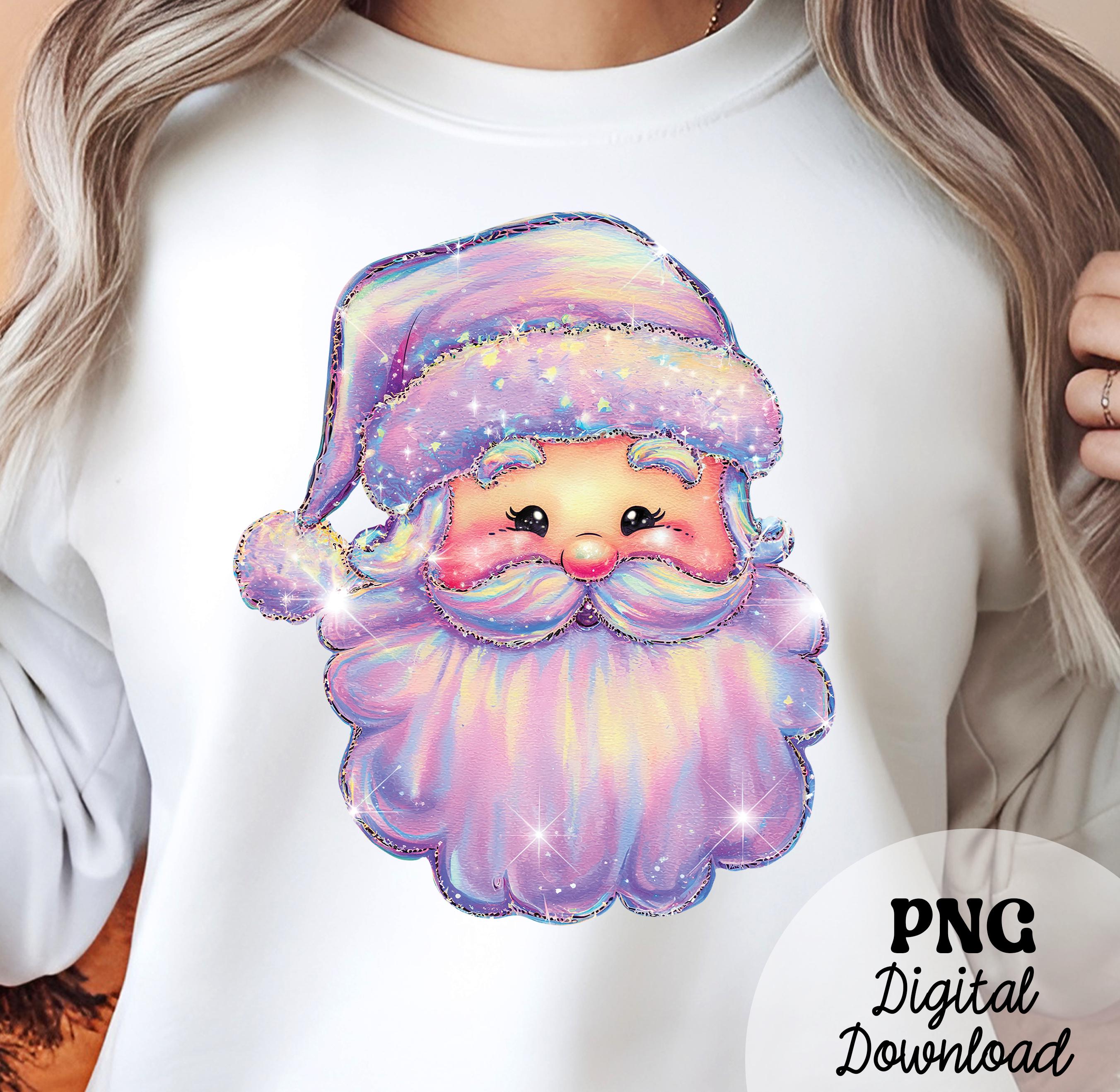 Retro Iridescent Christmas Santa Sublimation PNG Cute Christmas Santa ...