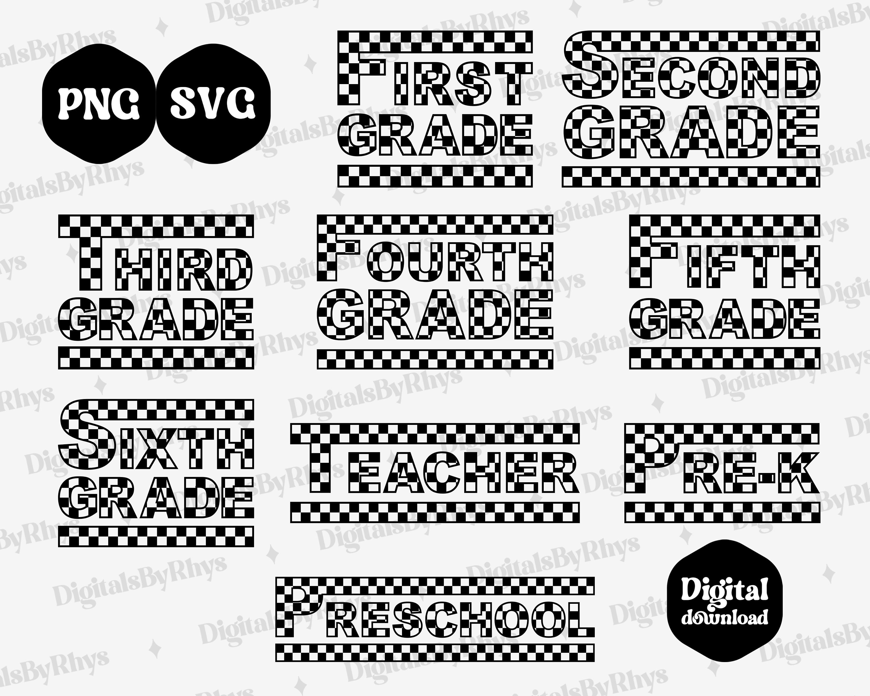 Checkered School Grades SVG PNG Bundle Checkered Teacher SVG Checkered ...