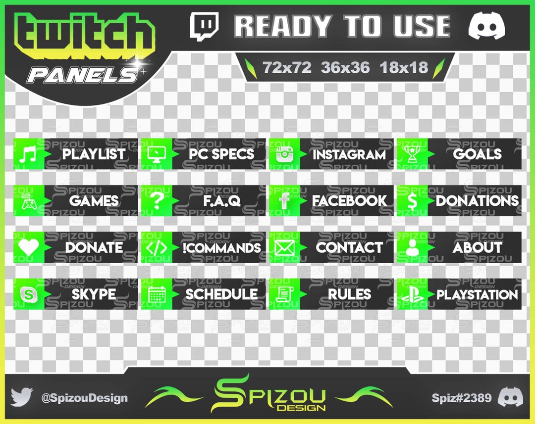Twitch Panel Basic Green 24x Twitch Panels - Etsy