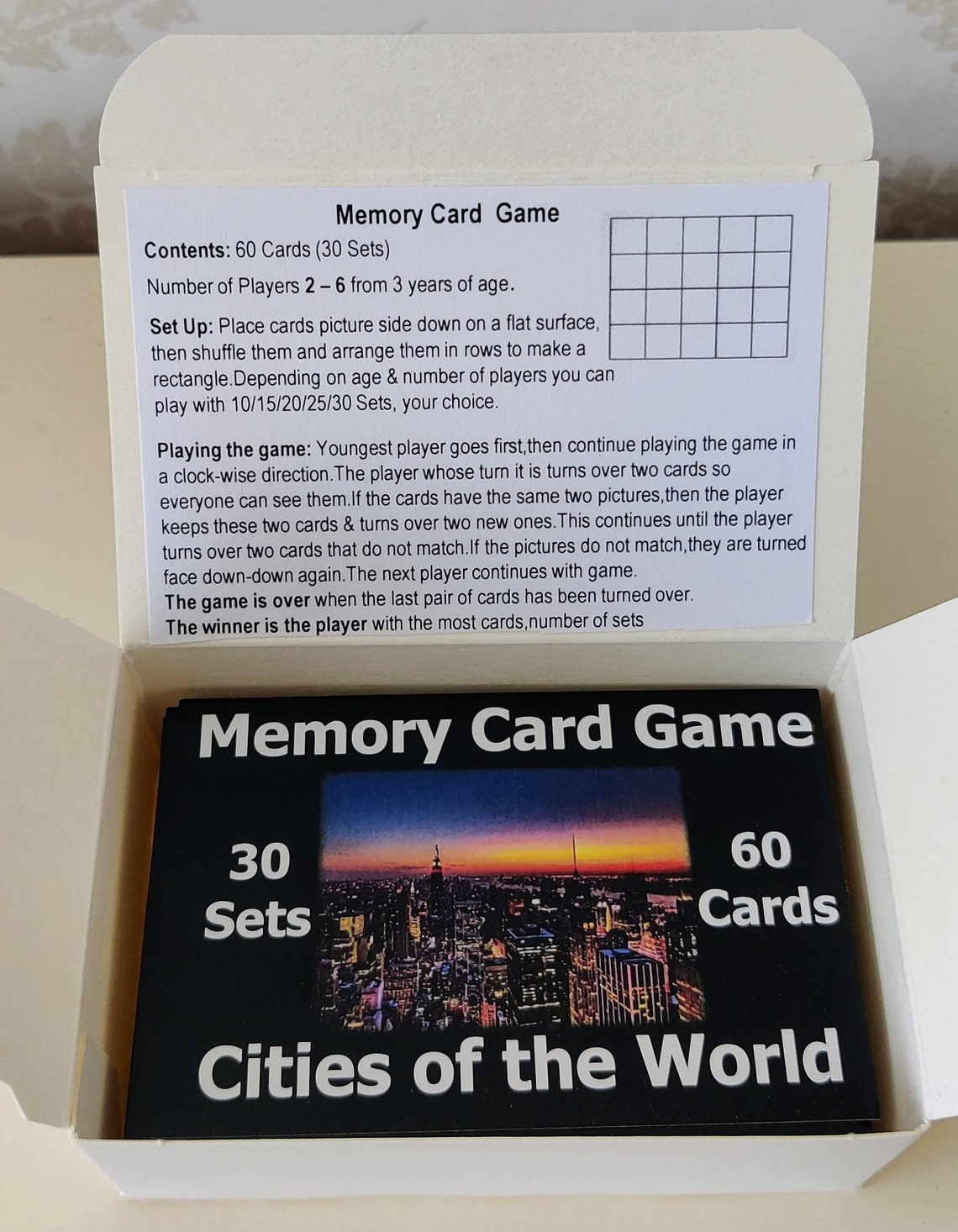 Memory Card Game Cities of the World for Kids & Adults 30 Sets / 60 ...