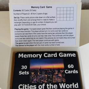 Memory Card Game Cities of the World for Kids & Adults 30 Sets / 60 ...
