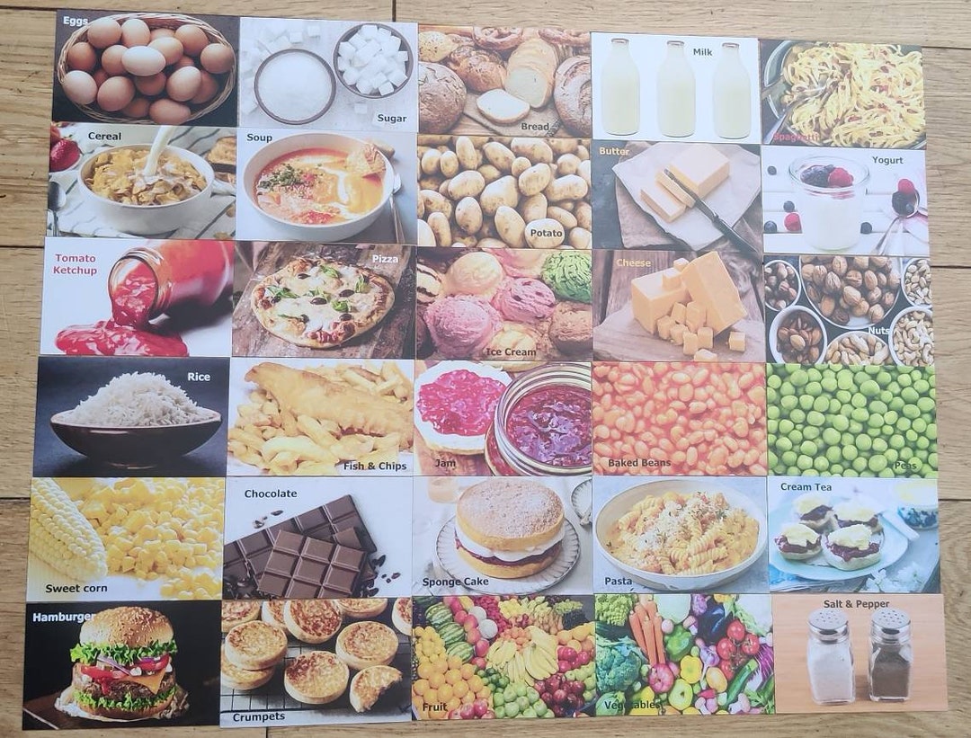 Memory Card Game Food for Kids & Adults 30 Sets / 60 Cards Matching ...