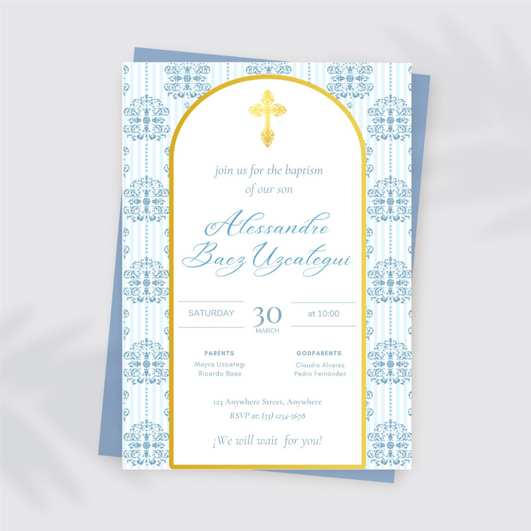 Editable Christening Invitation Template - Etsy