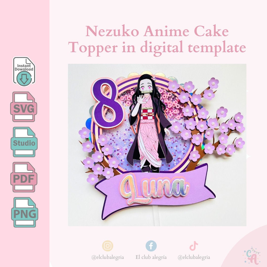 MANGA Nezuko Anime Cake Topper in Digital Template SVG for Plotter ...