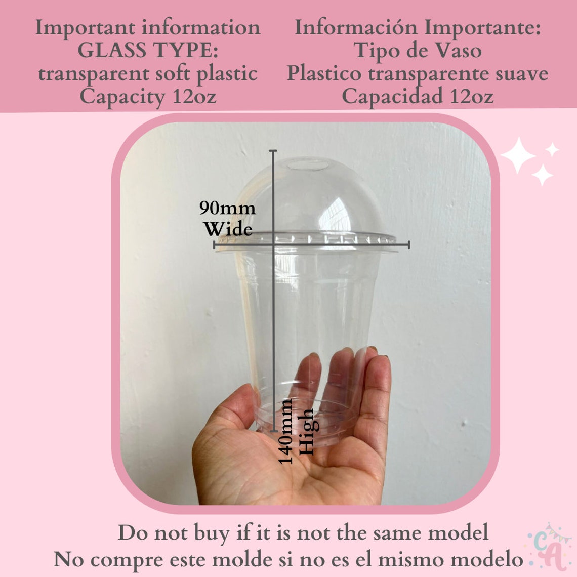 12 OZ Dome Cup Holder / Porta vasos Domo / Vaso Cupula / dome glass ...
