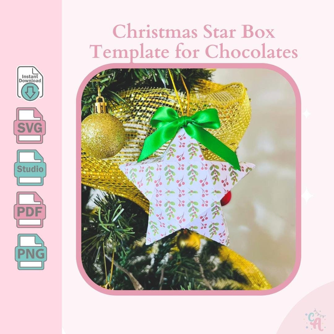Christmas Star Box Template for Chocolates and Gifts | SVG, Studio, PDF ...