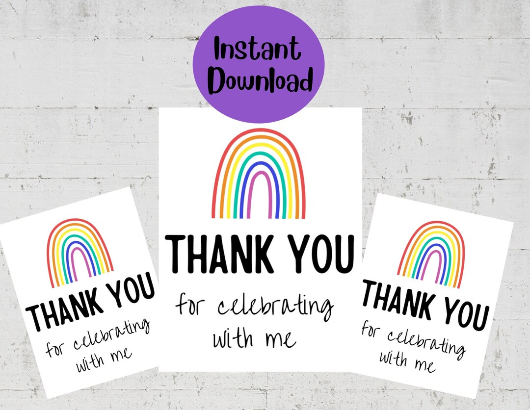 Rainbow Thank You Party Favor / Rainbow Printable - Etsy