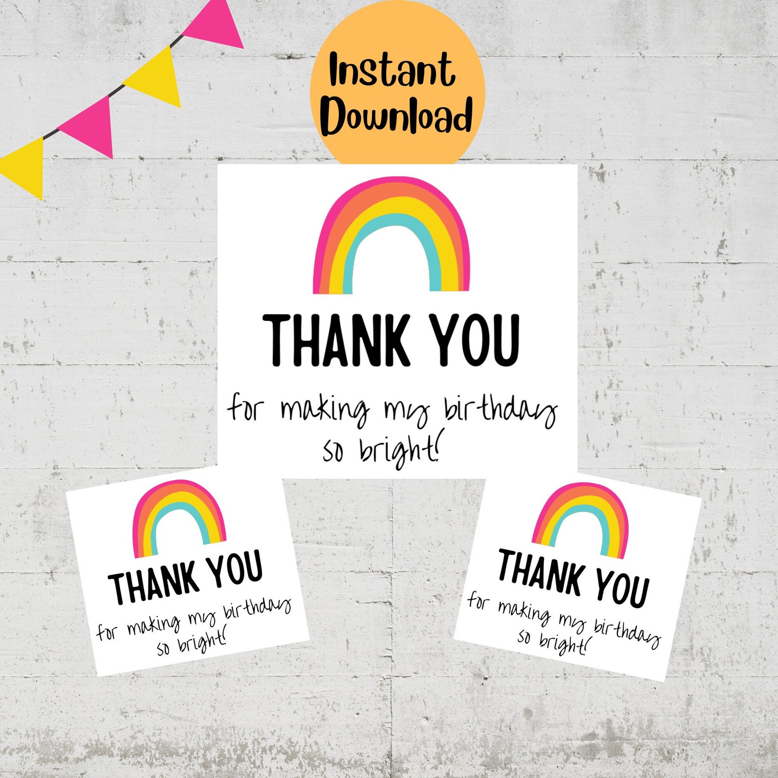 Bright Birthday / Rainbow Birthday / Thank You Birthday Tag / Party ...