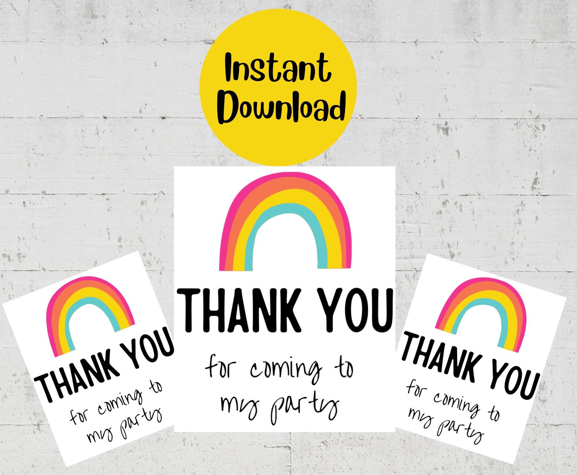 Thanks for Coming to My Birthday / Rainbow Party Favor Tag / Printable ...