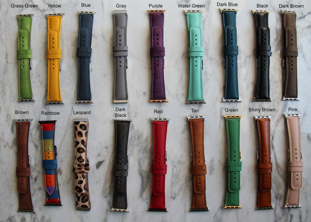 Genuine Leather Apple Watch Band: Full-grain Strap, Custom Engraving - Etsy