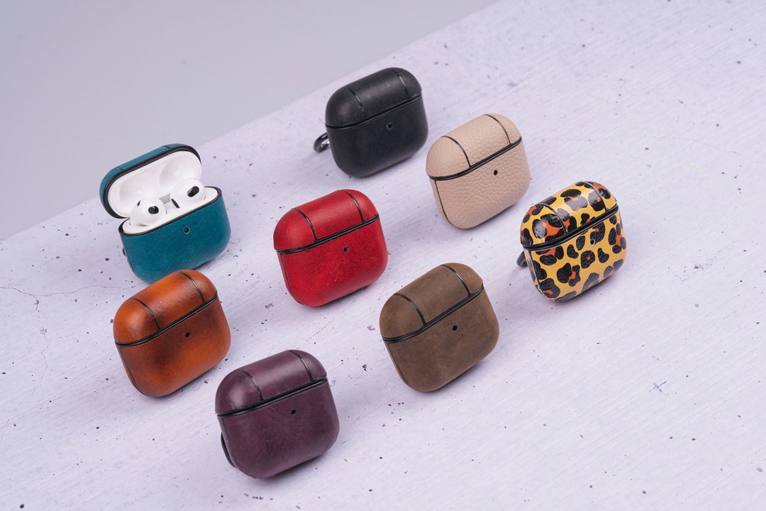 Full Grain Leather Custom AirPod Case Airpods Pro 3 Case Cute Charging ...