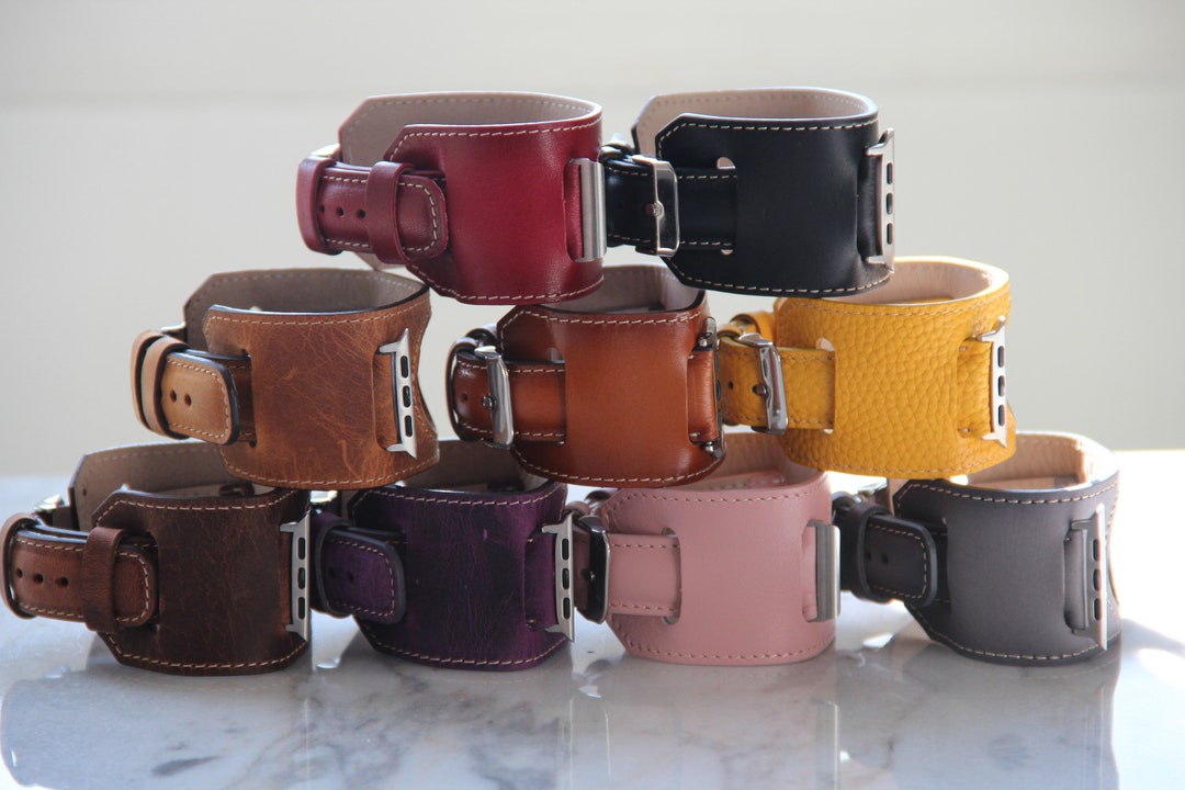 Handmade Leather Cuff Apple Watch Band: Vintage Style Strap, Fits 38 ...