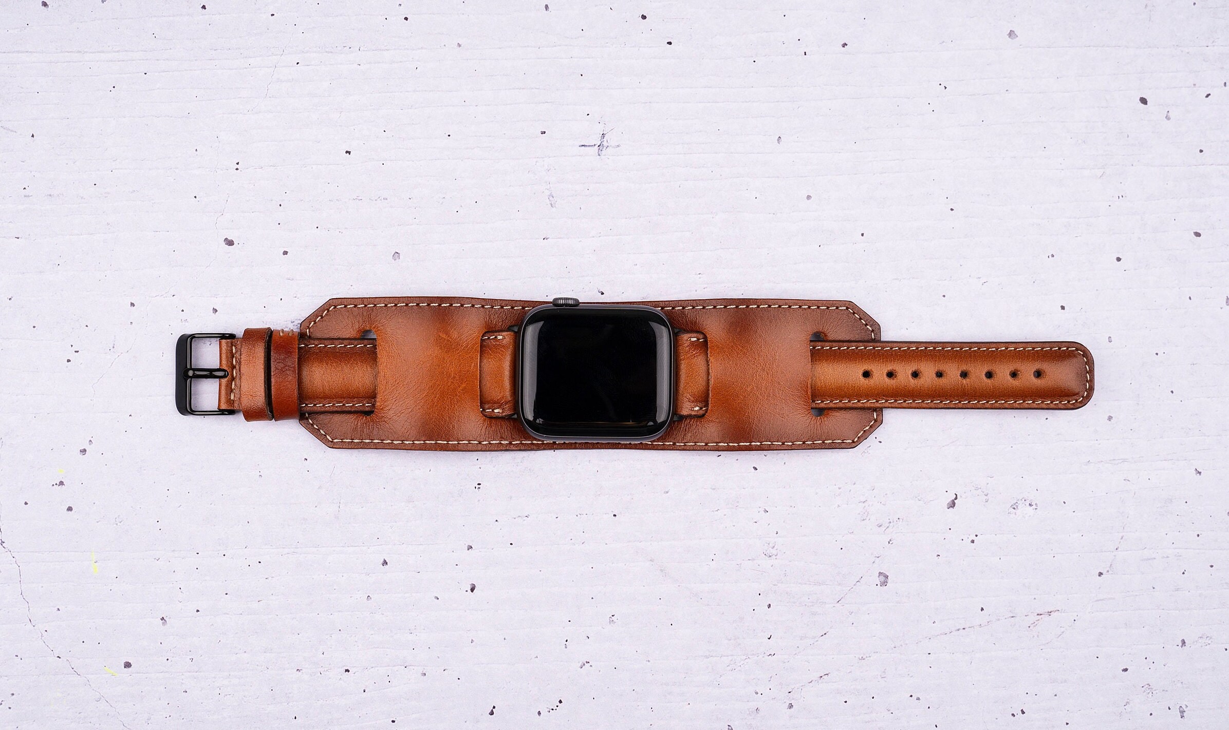 Handmade Leather Cuff Apple Watch Band: Vintage Style Strap, Fits 38 ...