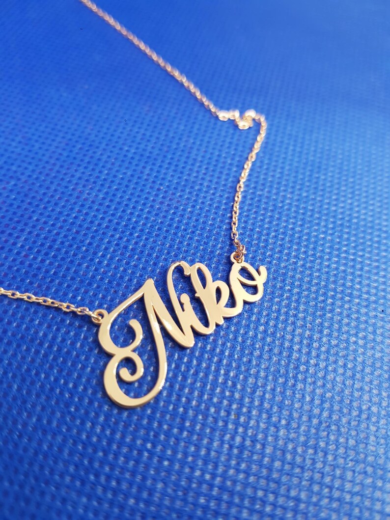 14k Gold Color Name Necklace Personalized Name Necklace Gold Etsy