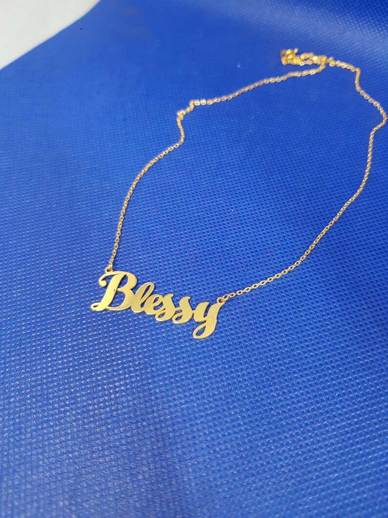 14k Gold Color Name Necklace Personalized Name Necklace Gold Etsy