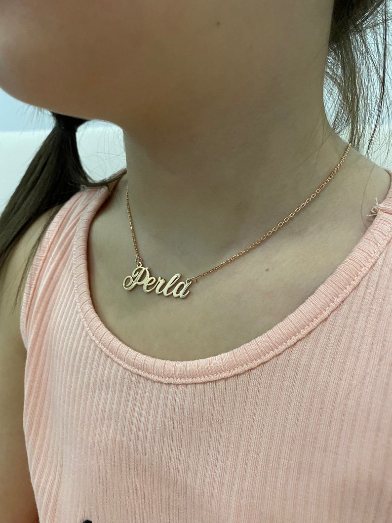 14k Solid Gold Name Necklace Personalized Name Necklace Etsy