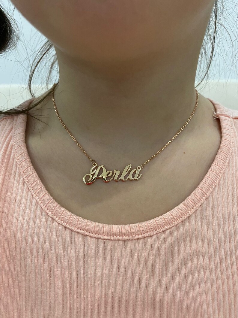 14k Solid Gold Name Necklace Personalized Name Necklace Etsy