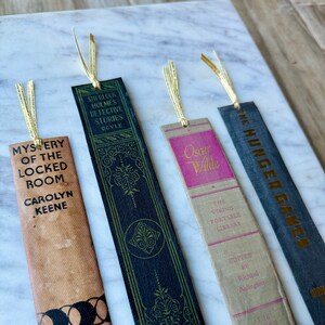 Book Spine Bookmarks | Upcycled Set of 4 Book Spines | Repurposed Books ...
