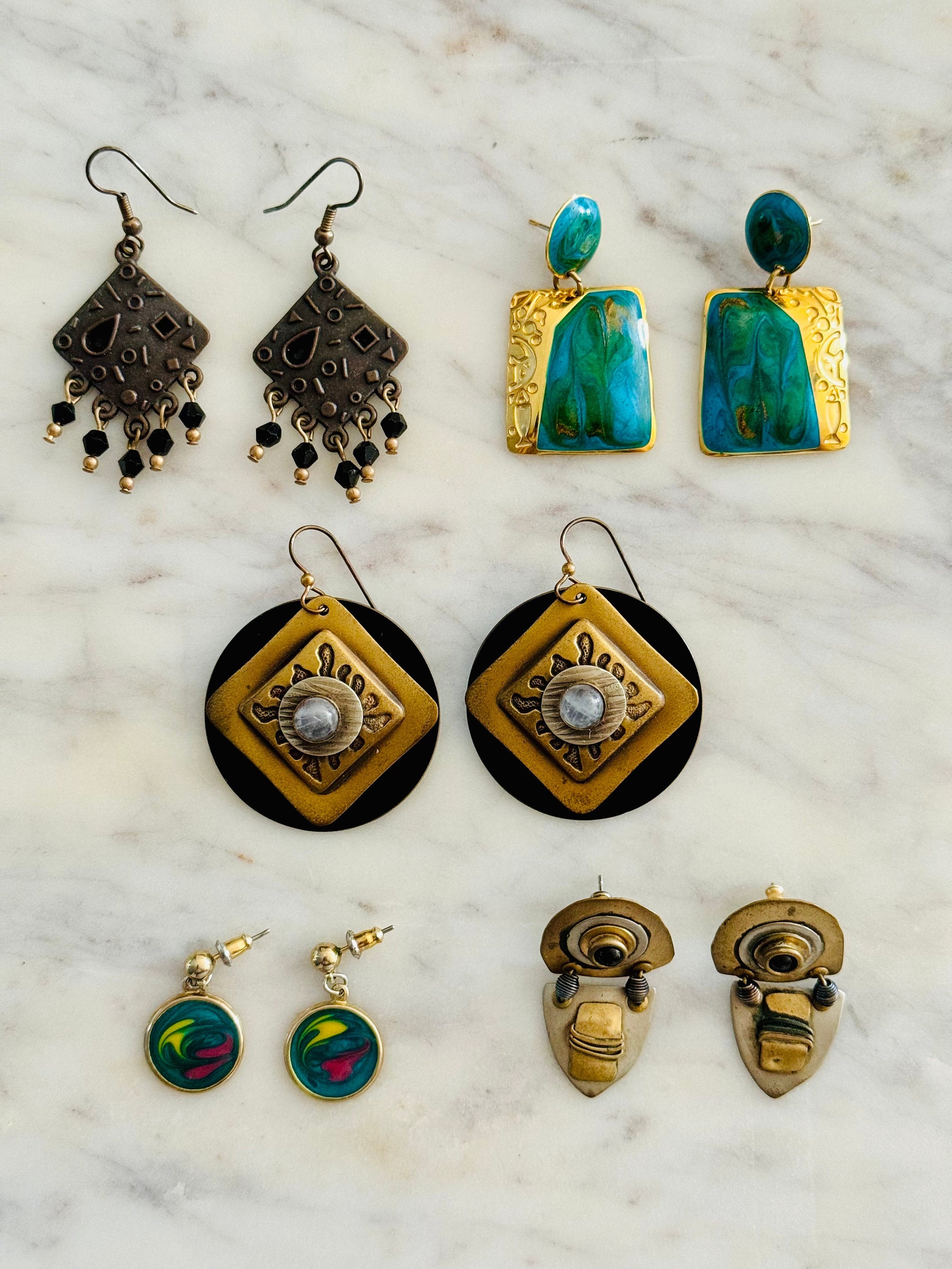 Vintage Abstract Statement Earrings Set of 5 Abstract Earrings for ...