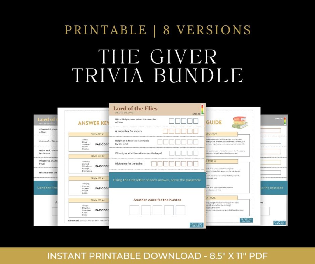 The Giver Trivia - Printable Reading Challenge - Etsy