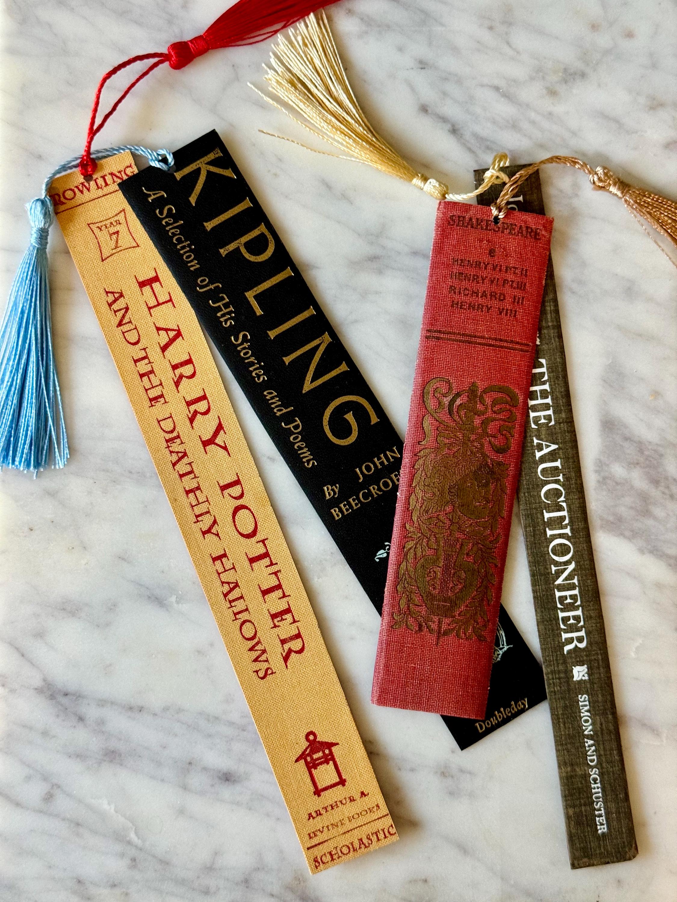 Book Spine Bookmarks | Upcycled Set of 4 Book Spines | Repurposed Books ...