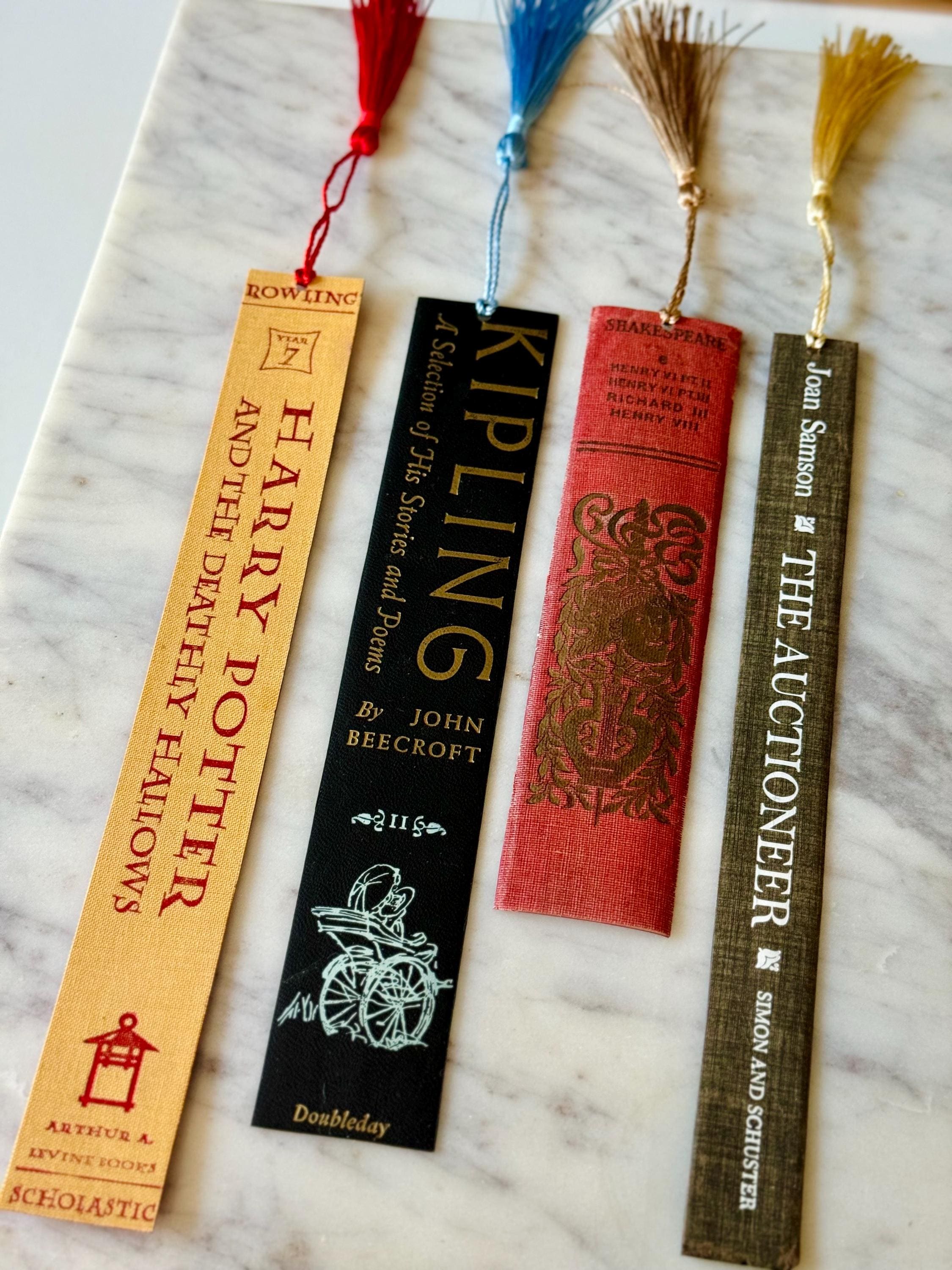Book Spine Bookmarks | Upcycled Set of 4 Book Spines | Repurposed Books ...