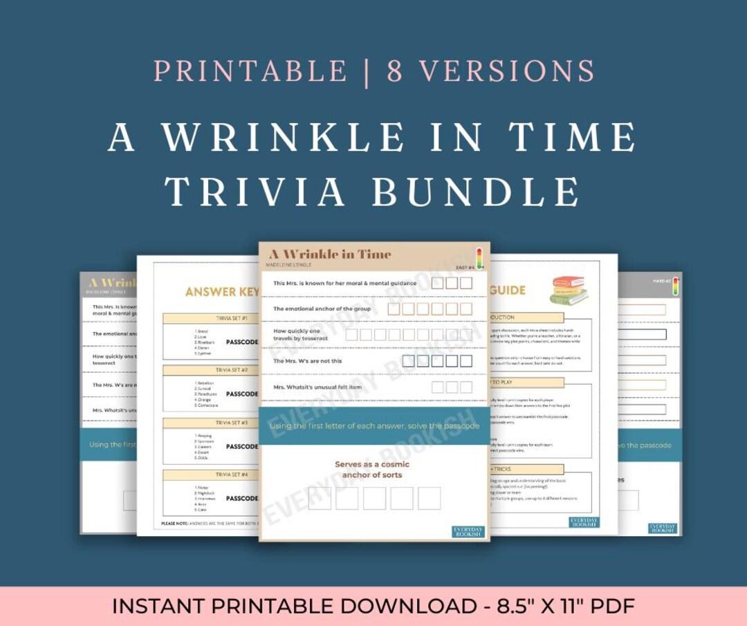 A Wrinkle in Time Trivia - Printable Reading Challenge - Etsy