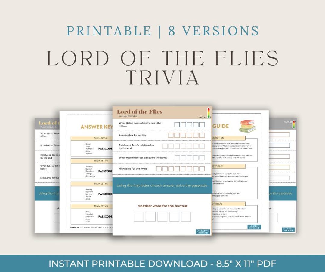 Lord of the Flies Printable Trivia Bundle - Etsy