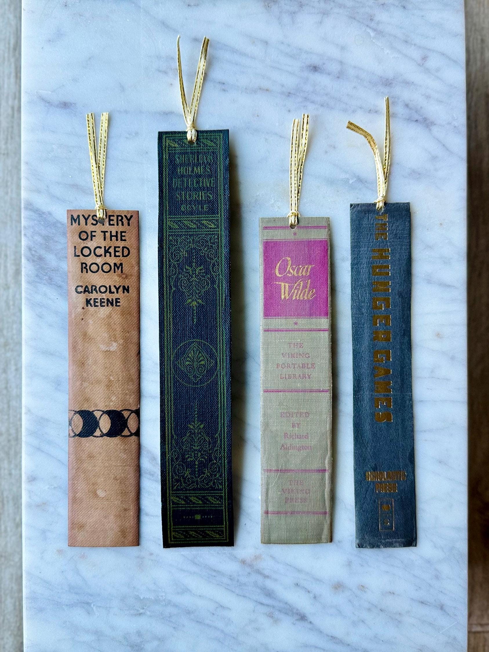 Book Spine Bookmarks | Upcycled Set of 4 Book Spines | Repurposed Books ...