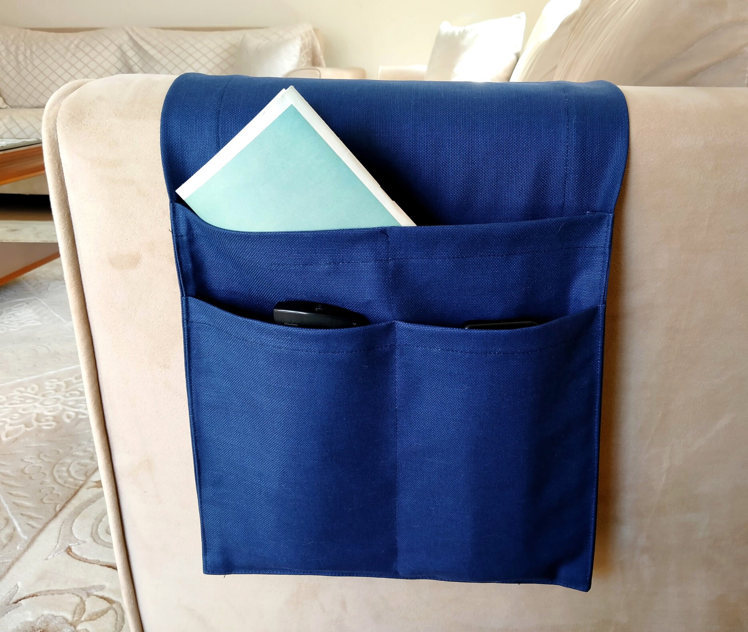Canvas Fabric Remote Control Holder,storage Basket,canvas Armchair ...