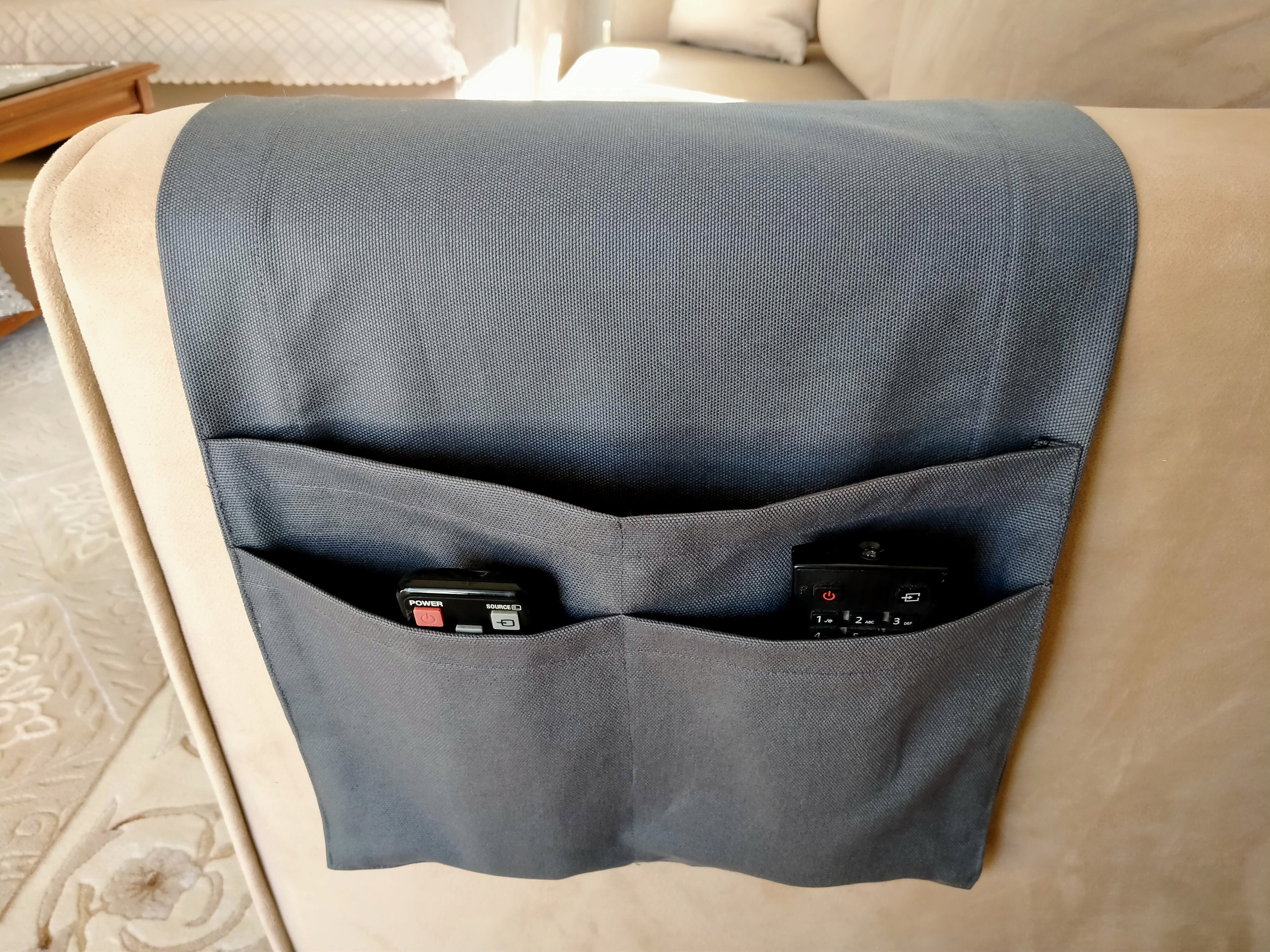 Dark Gray Canvas Fabric Remote Control Holder,storage Basket,canvas ...